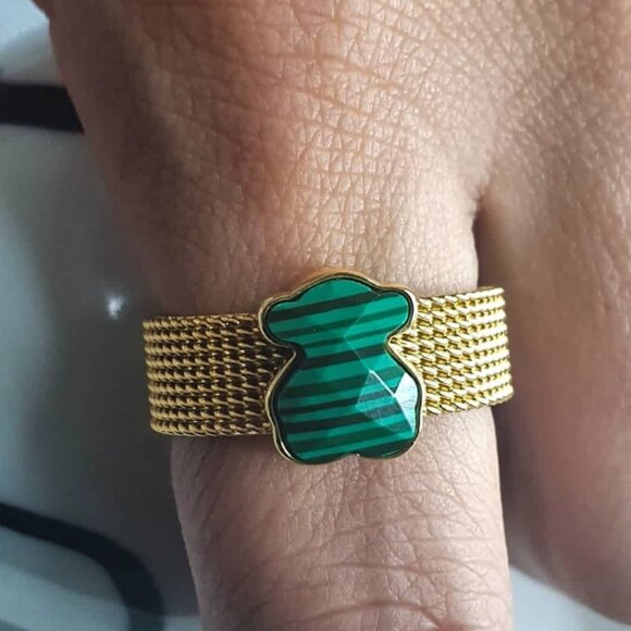 Tous | Jewelry | Tous Goldcolored Ip Steel Mesh Color Ring With ...